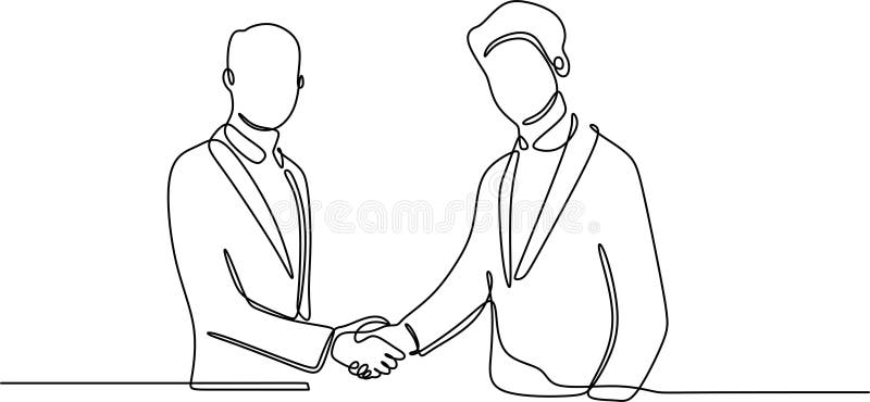 Continuous Line Drawing of Person Handshaking with Another ...