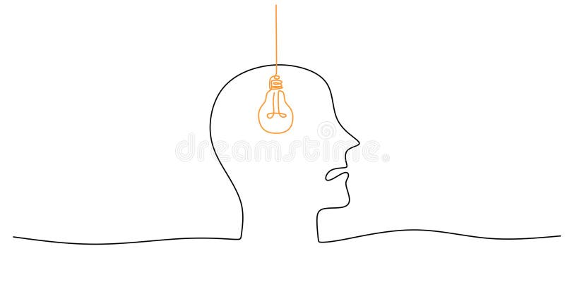 Continuous Line Drawing Person Holding Light Bulb Head. Creativity New ...