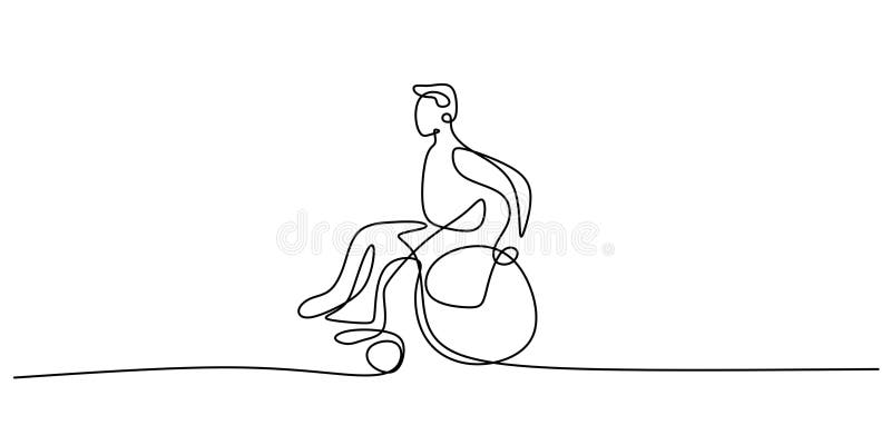 Continuous Line Drawing. Person in Wheelchair, Accessible Mobility ...