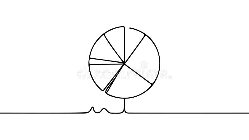 Continuous Line Drawing of Pie Chart. Business Concept Stock Vector ...