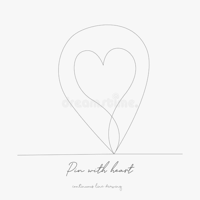 Continuous Line Drawing. Pin with Heart. Simple Vector Illustration ...