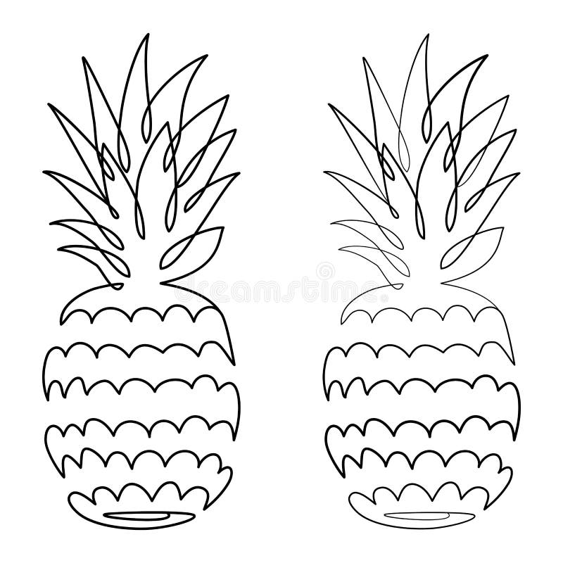 Continuous Line Drawing of Pineapple. Template for Your Design. Vector ...