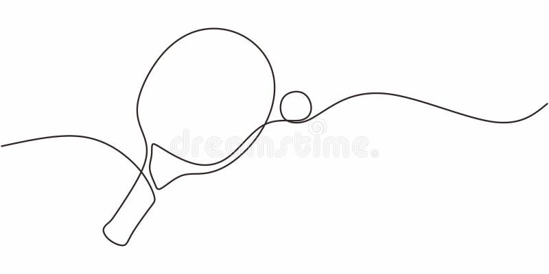 Continuous Line Drawing Ping Pong Set. Racket Ball Table Tennis Vector ...