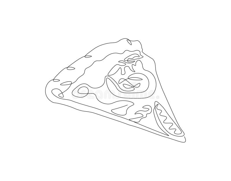 Continuous Line Drawing of Pizza. One Line of Pizza for Menu. Slice of ...