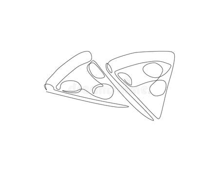 Continuous Line Drawing of Pizza. One Line of Pizza for Menu. Slice of ...