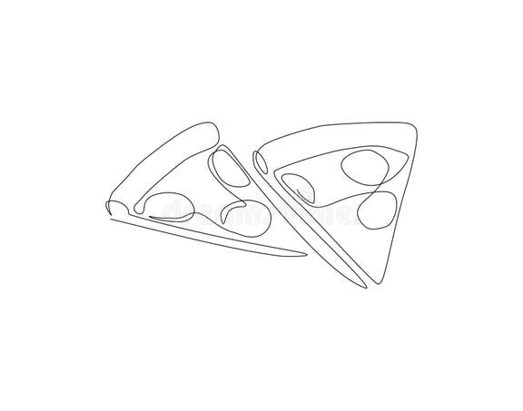 Continuous Line Drawing of Pizza. One Line of Pizza for Menu. Slice of ...