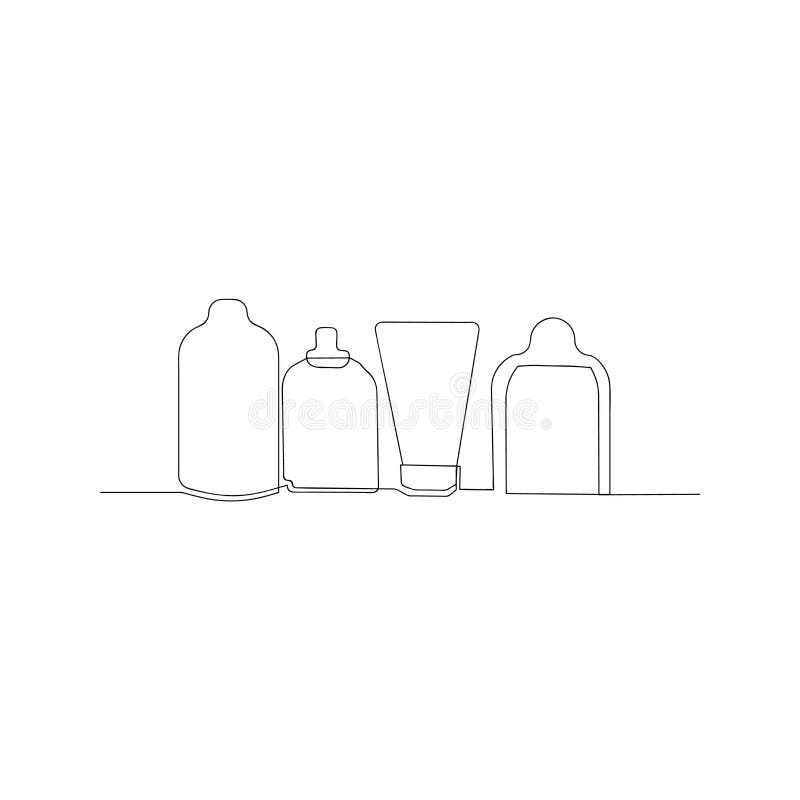 Drawing a Plastic Bottle for a Liquid with a Lid. Pencil Drawing Stock ...