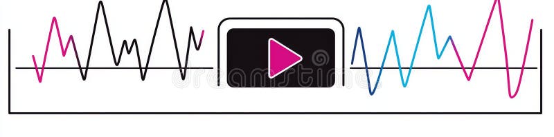 Continuous Line Drawing of the Play Button. Abstract Background. Modern ...