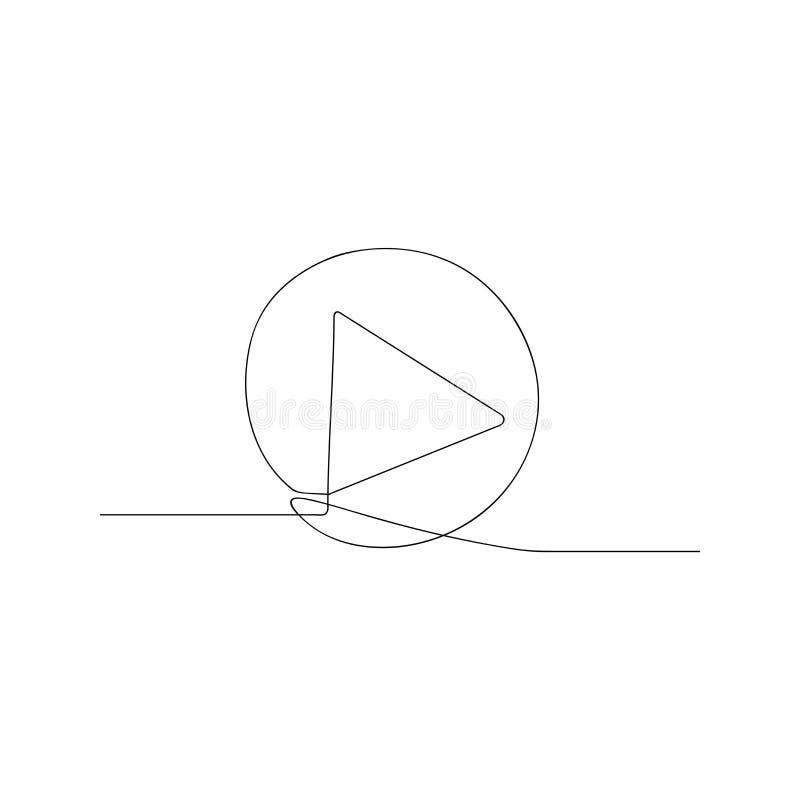 Continuous Line Drawing of Play Button. Isolated Sketch Drawing of Play ...