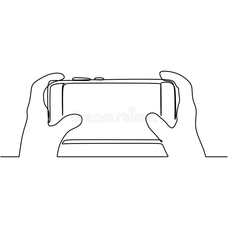 Continuous Line Drawing of Playing Mobile Game on Smartphone Stock ...
