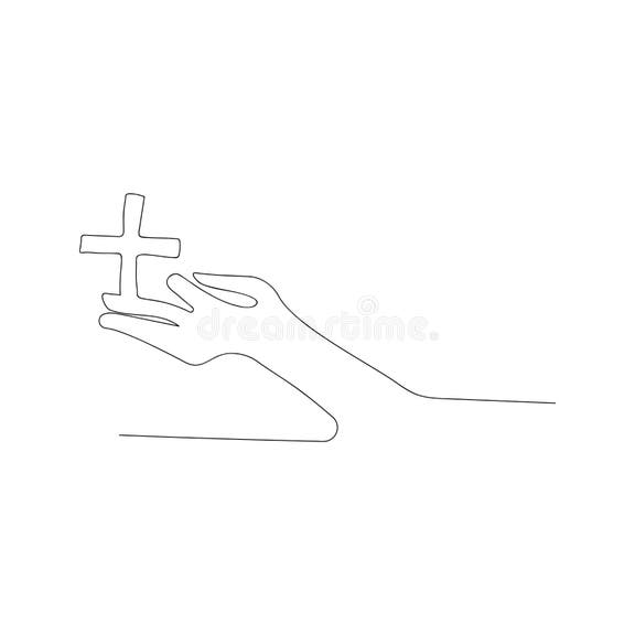 Continuous Line Drawing of Plus on Hand. Isolated Sketch Drawing of ...