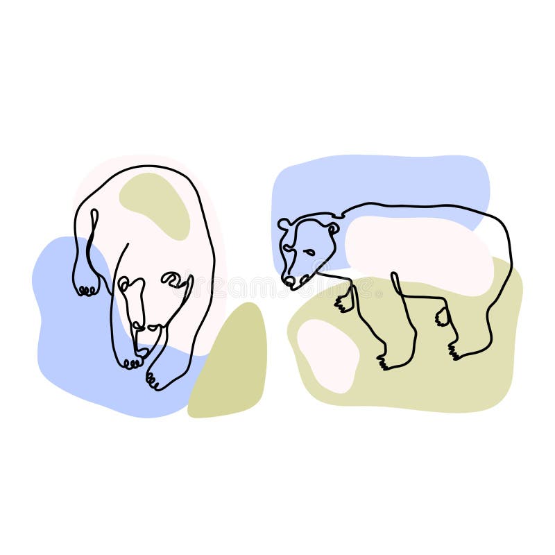 Continuous Line Drawing of Polar Bear Wild Animals Vector Illustration ...