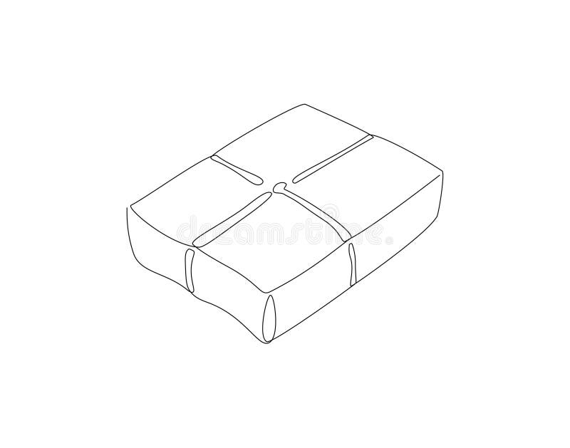 Continuous Line Drawing of Present Box with Ribbon and Bow. One Line of ...