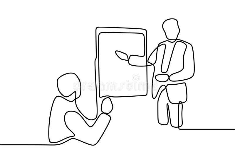 Continuous Line Drawing of Presentation. Creative Business Team ...