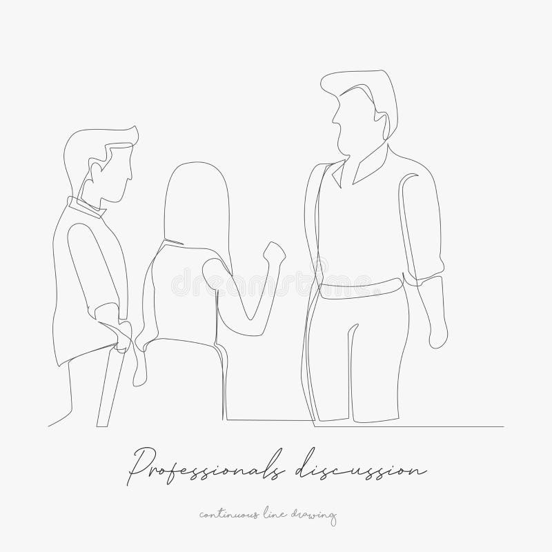 Continuous Line Drawing. Professionals Discussion. Simple Vector ...