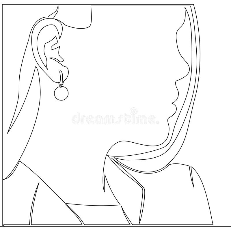 Continuous Line Drawing Profile of Woman Showing Earrings Icon Vector ...