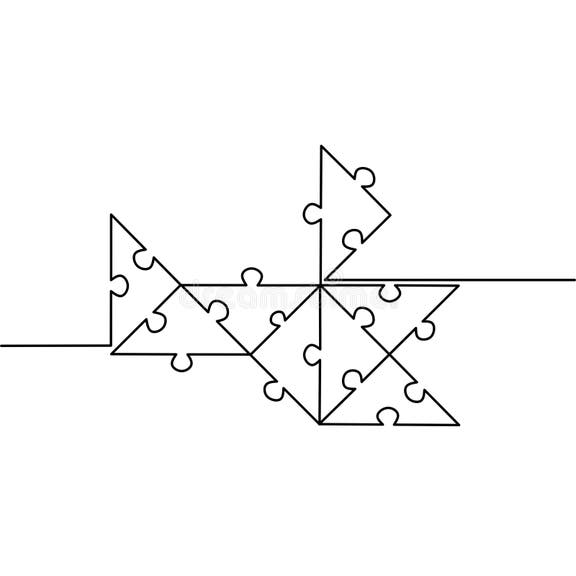 Continuous Line Drawing of Puzzle, Pieces Problem Solving Business ...