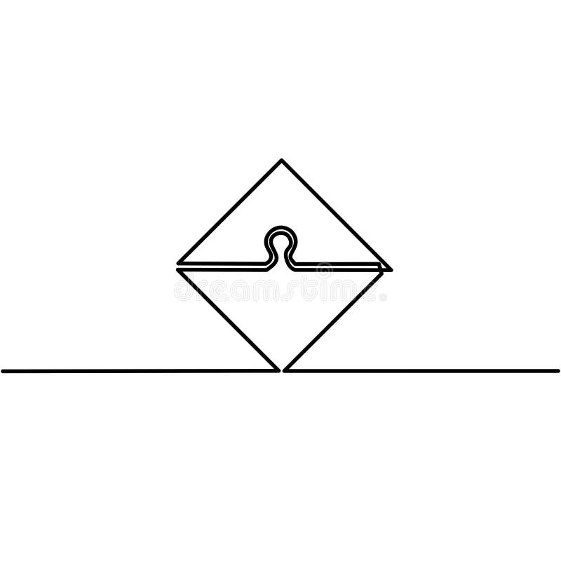 Puzzle one line drawing stock vector. Illustration of jigsaw - 226578856