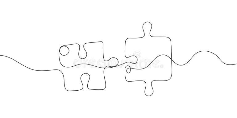 Continuous Line Drawing of a Puzzle Symbolizing Teamwork, Collaboration ...