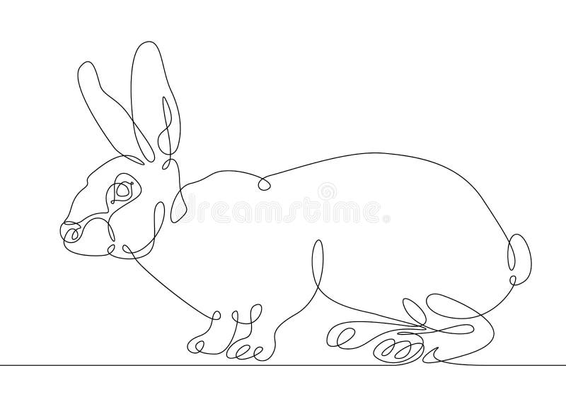 Continuous Line Drawing Rabbit Hare Stock Illustration - Illustration ...