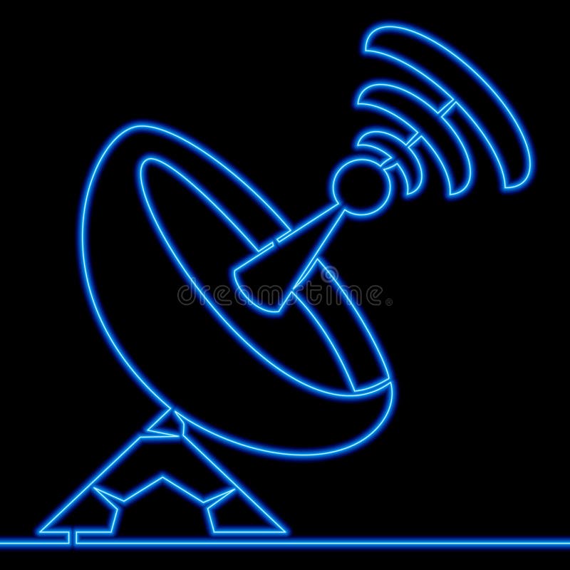 Continuous Line Drawing Radar Satellite Dish Neon Concept Stock Vector ...