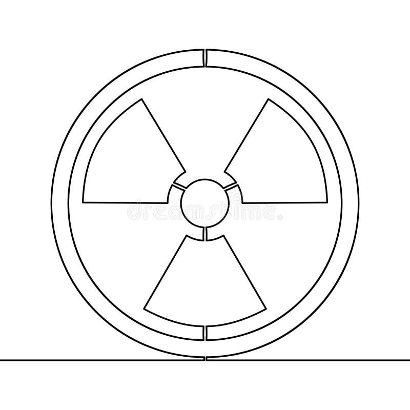 Continuous Line Drawing Radiation Symbol Icon Vector Illustration ...