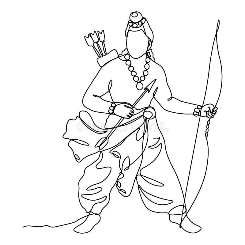 Continuous Line Drawing. Rama. Silhouette. God Stock Vector ...