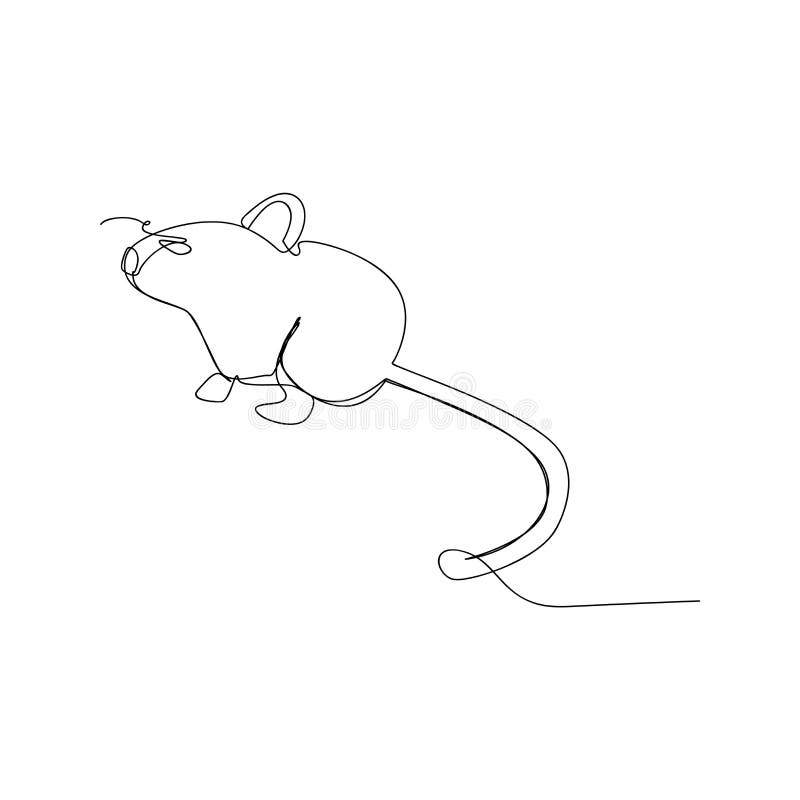 Continuous Line Drawing of Rat. Isolated Sketch Drawing of Rat Line ...