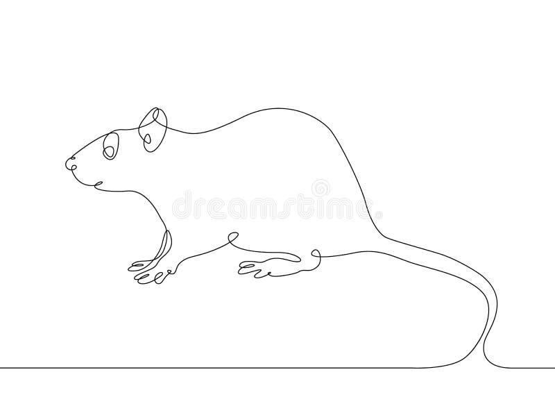 Continuous Line Drawing Rat Mouse Stock Illustration - Illustration of ...
