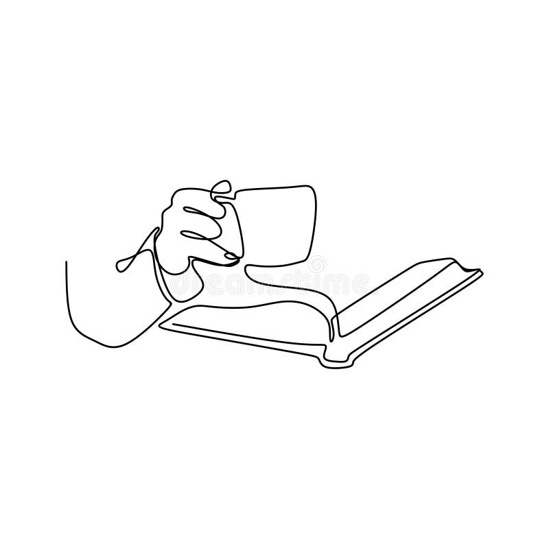 Continuous Line Drawing Reading a Book Stock Vector - Illustration of ...