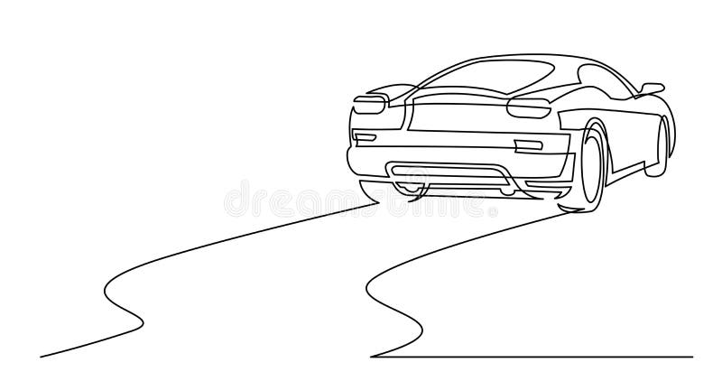 Continuous Line Drawing of Rear View of Sport Car Stock Vector ...