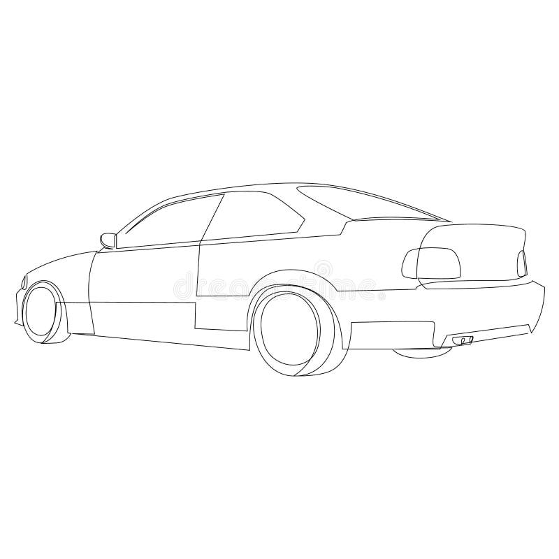 Continuous Line Drawing of Rear View of Sport Car. Vector Illustration ...