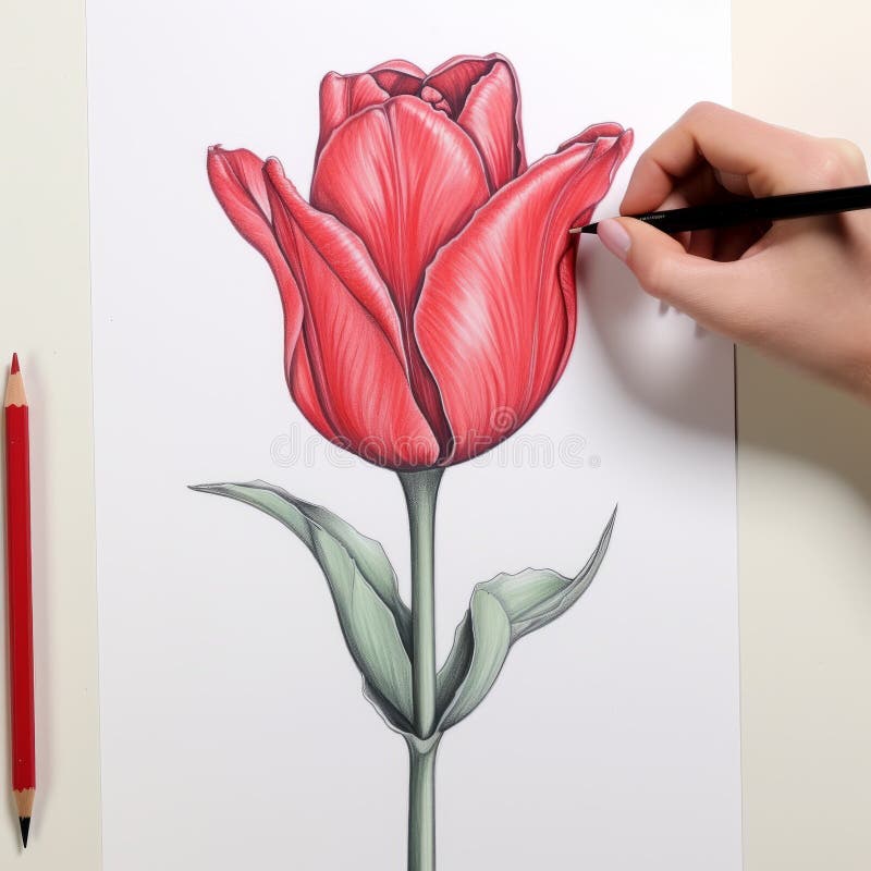 Continuous Line Drawing of a Red Tulip: Victorian-inspired, Hyper ... Continuous Line Drawing of a Red Tulip: Victorian-inspired, Hyper ...
