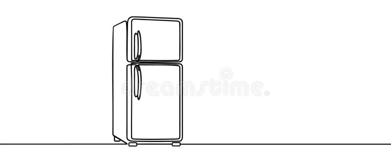 Continuous Line Drawing of Refrigerator. Food and Drink Storage ...