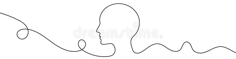 Continuous Line Drawing Representing Human Head. Line Art of Human Head ...