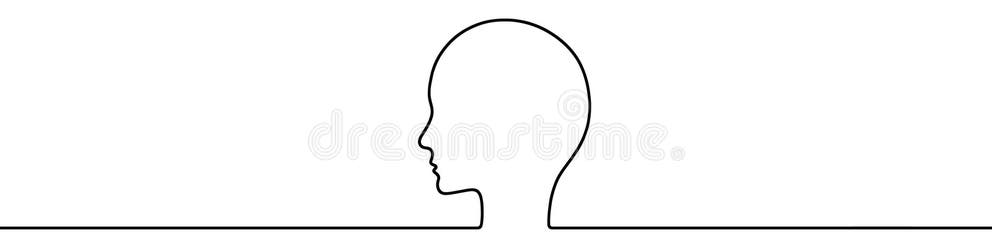 Continuous Line Drawing Representing Human Head. Line Art of Human Head ...