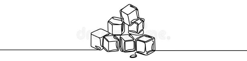 Continuous Line Drawing Representing Ice Cubes Stock Vector ...