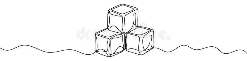 Continuous Line Drawing Representing Three Ice Cubes Stock Illustration ...