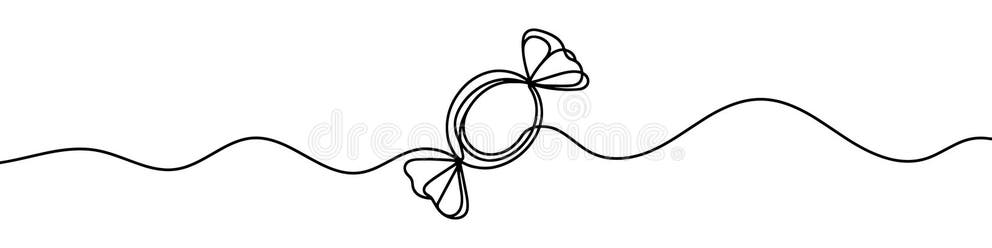 Continuous Line Drawing Representing a Wrapped Sweet Candy. Vector ...