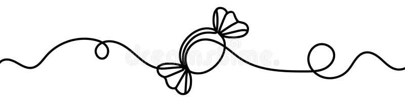 Continuous Line Drawing Representing a Wrapped Sweet Candy. Vector ...