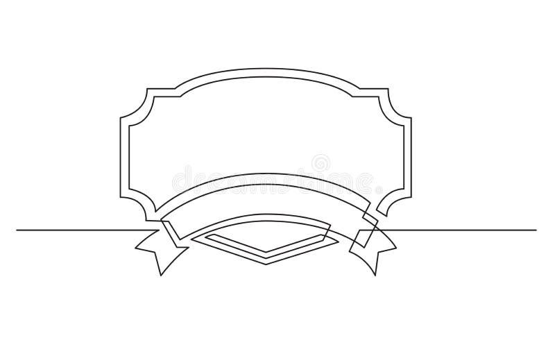 Continuous Line Drawing of Ribbon Label Stock Vector - Illustration of ...