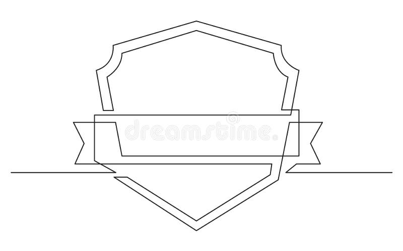 Continuous Line Drawing of Ribbon Label and Shield Stock Vector ...
