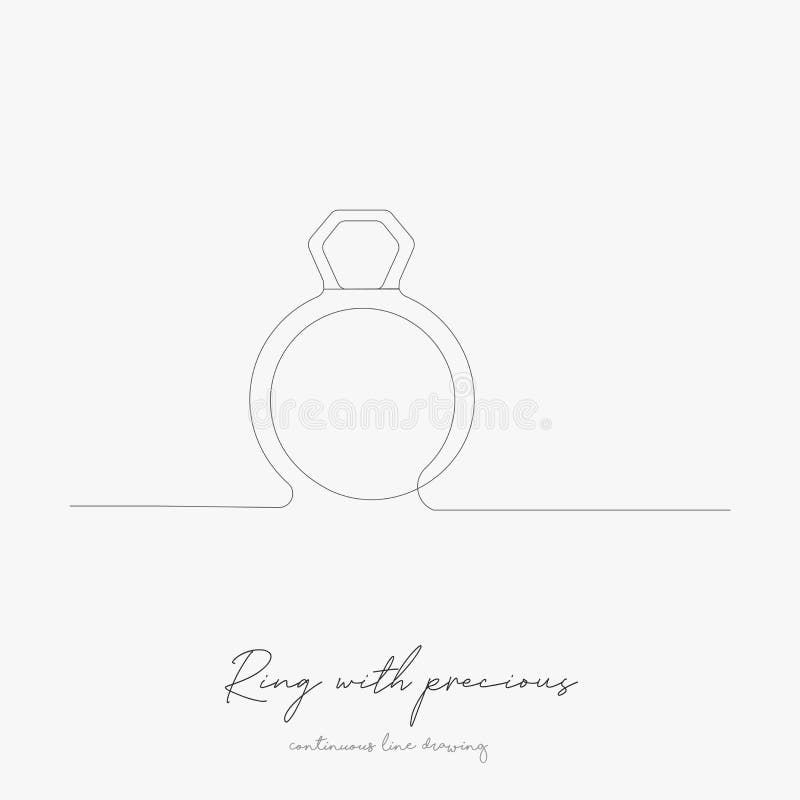 Continuous Line Drawing. Ring with Precious. Simple Vector Illustration ...