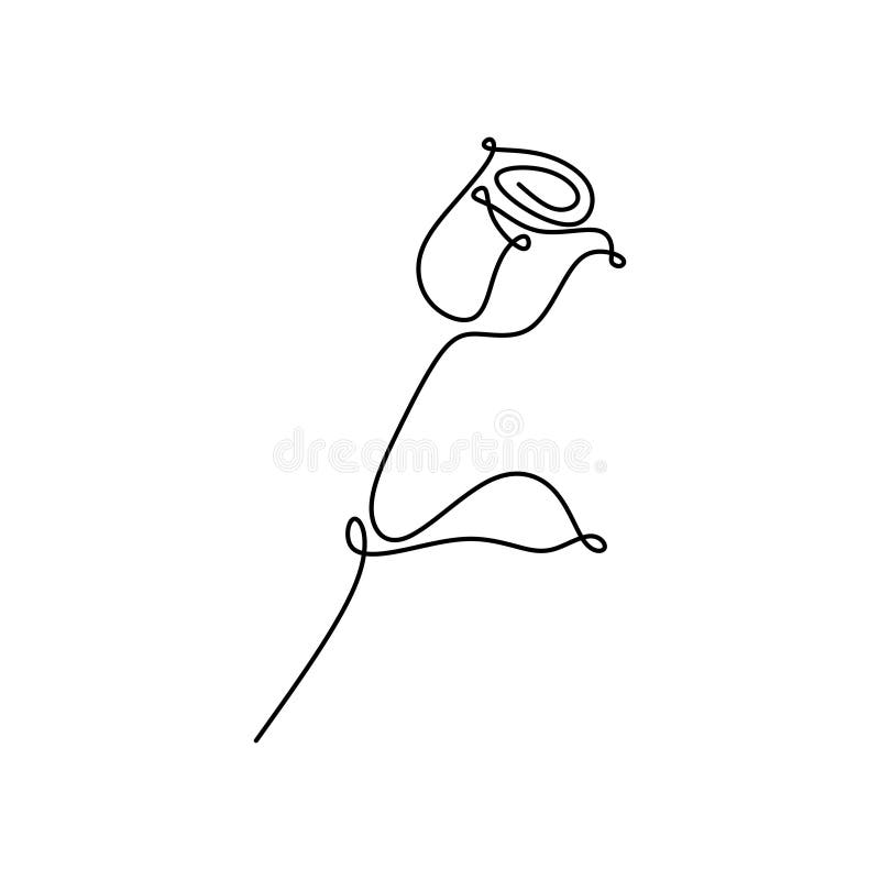 Hand Drawn Rose Flower One Single Continuous Line Drawing Stock