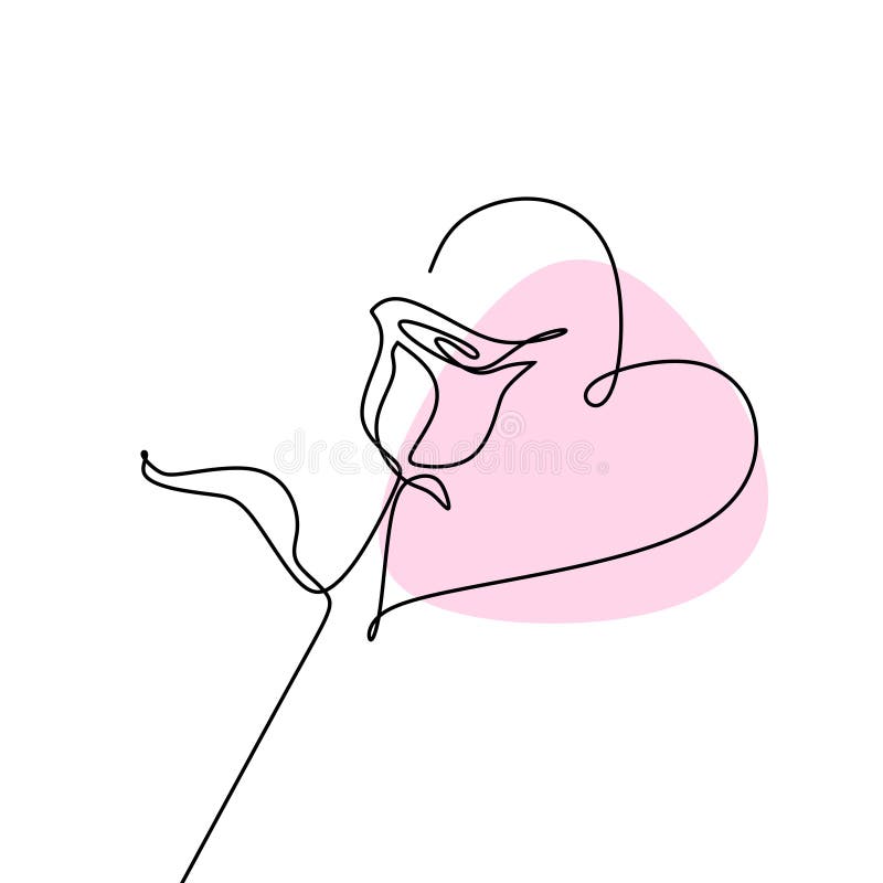 Continuous Line Drawing of a Rose Stock Vector - Illustration of style ...