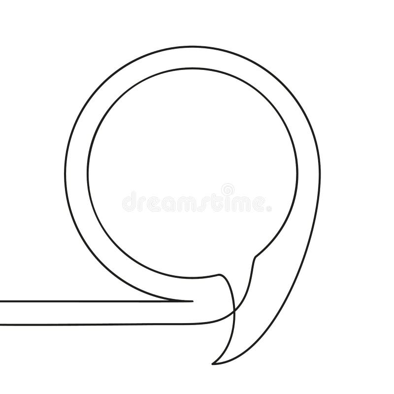 Continuous Line Drawing of Round Speech Bubble, Black and White Vector ...