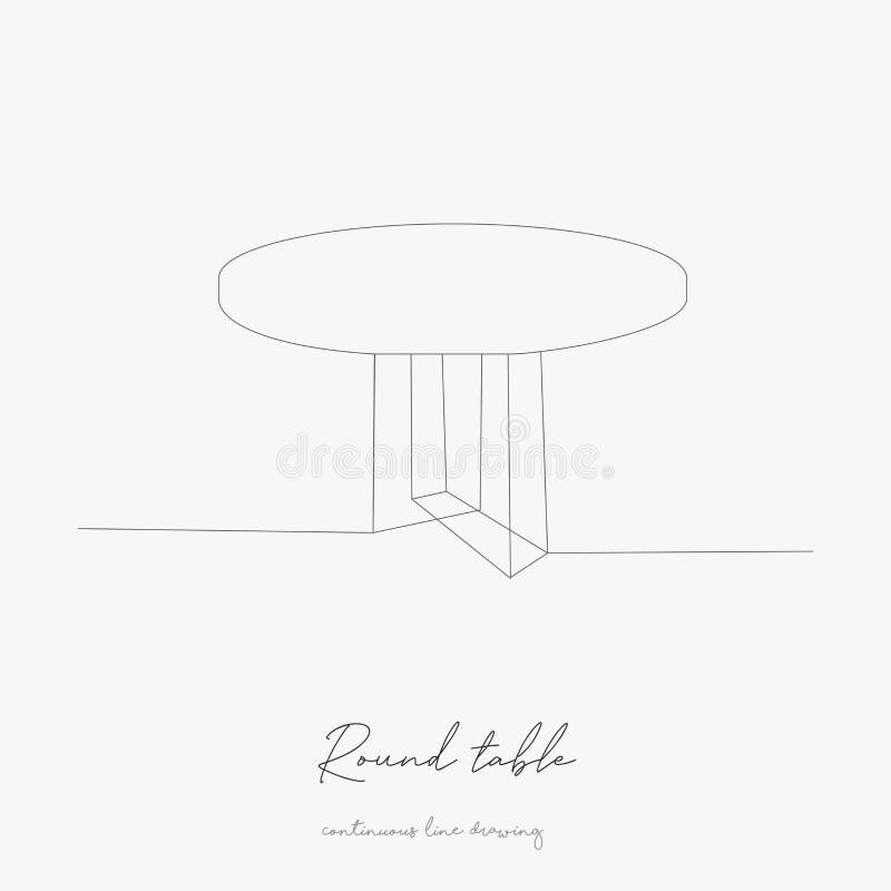 Continuous Line Drawing. Round Table. Simple Vector Illustration. Round ...