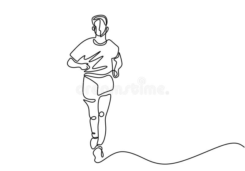 Continuous Line Drawing of Runner Man. People Run when Doing Action ...