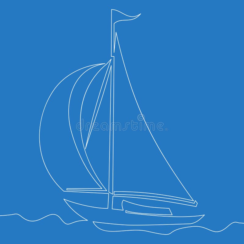 Continuous Line Drawing Sailboat Vector Concept Stock Vector ...