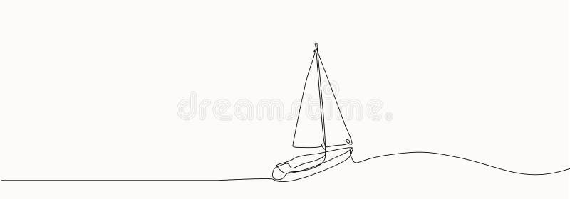 Continuous Line Drawing of Sailing Boat Stock Vector - Illustration of ...